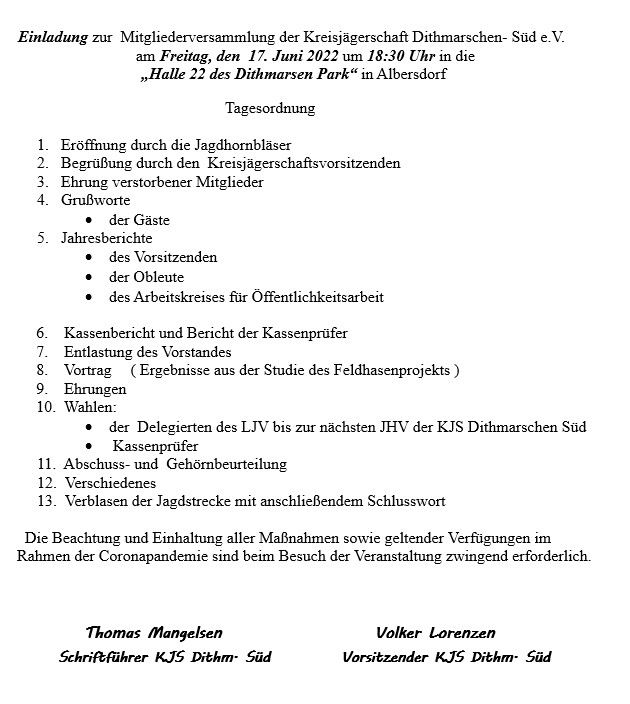 mitg – Kreisjägerschaft Dithmarschen Süd